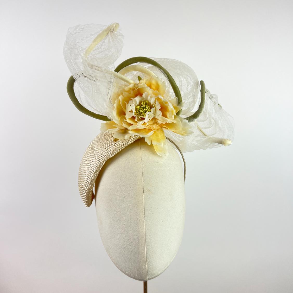 Natural Rustic Style Teardrop Beret With Sheer Twists and Flower ...