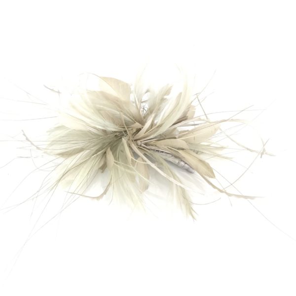Wispy Feather Fascinator in Mushroom - Beverley Edmondson Millinery